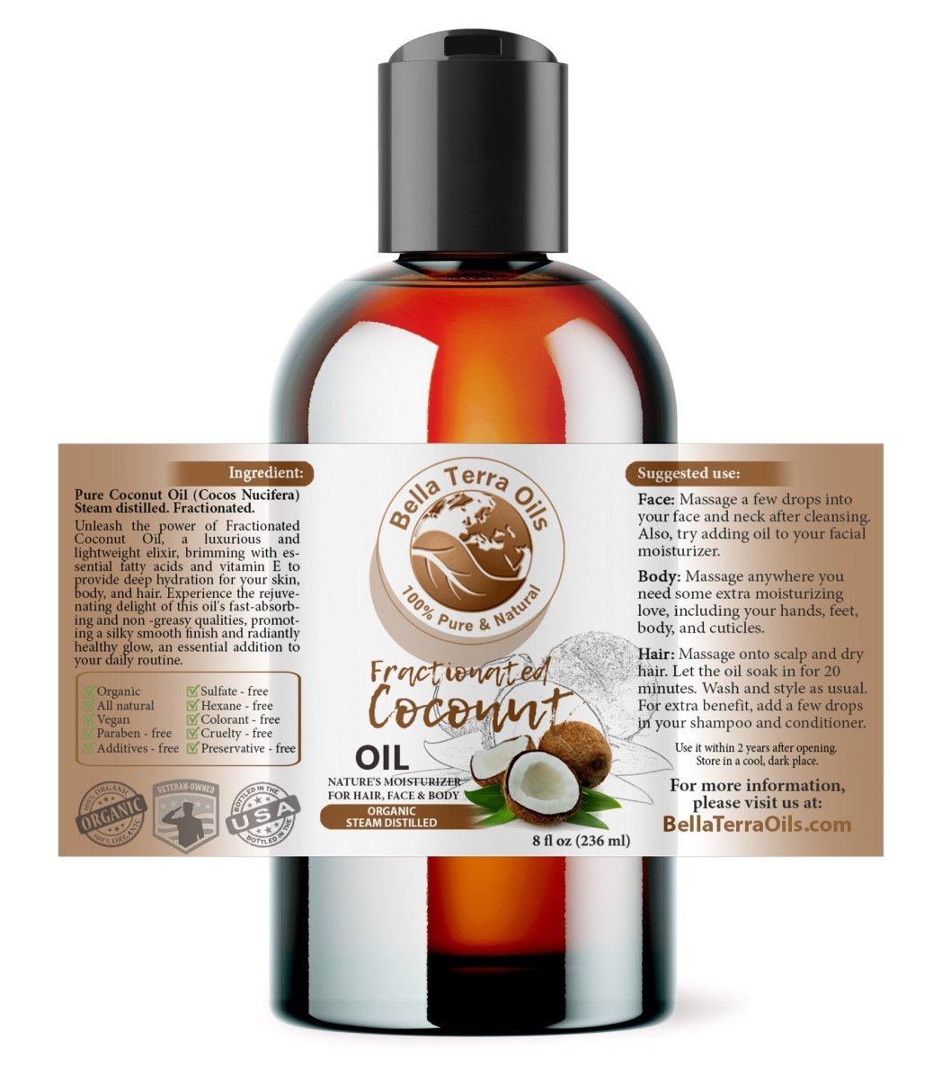 Organic Fractionated Coconut Oil - Lightweight Moisturizer for Skin